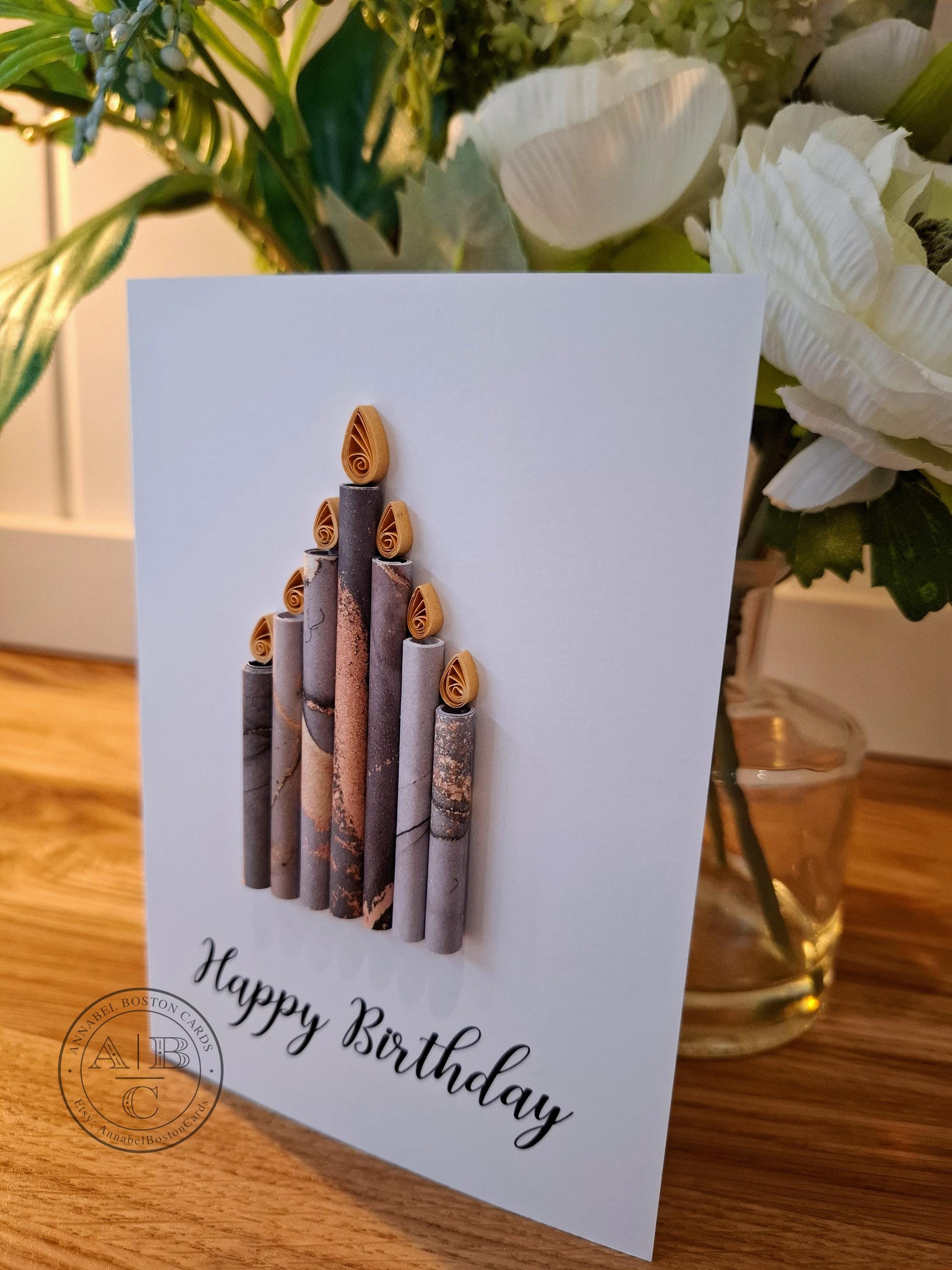 Happy Birthday Candle Celebration Card With Paper Quilled Flames - Etsy