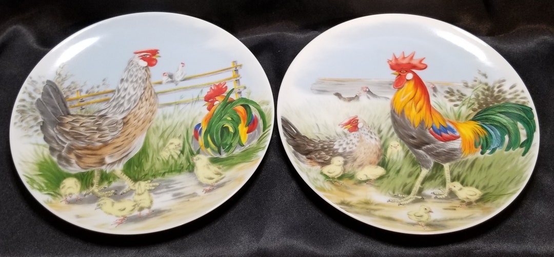 Vintage Artmark Rooster & Hen Porcelain Plates - Etsy