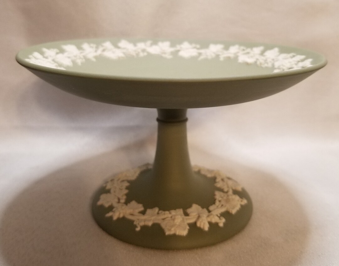 Vintage Wedgwood Sage Green Jasperware Pedestal Compote - Etsy