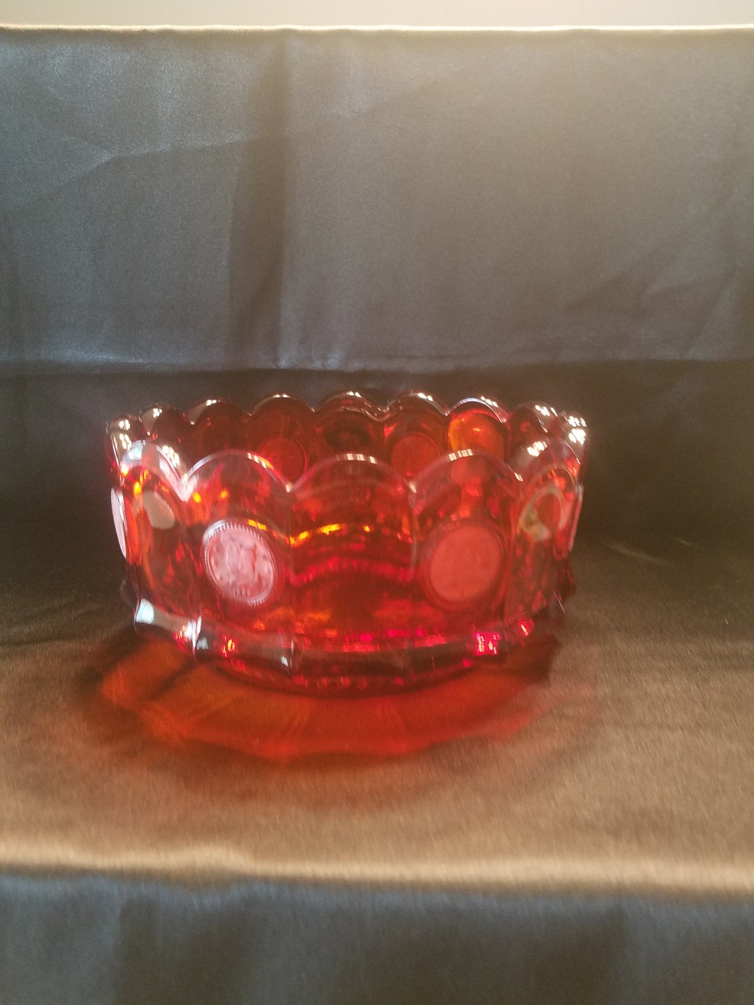 Fostoria Liberty Coin Glass Red Bowl - Etsy
