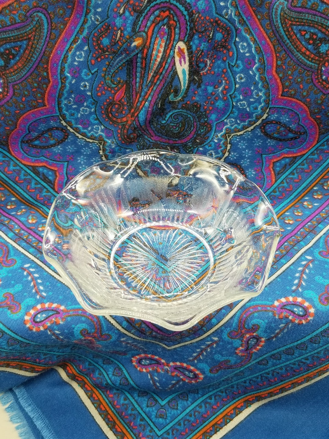 Vintage Jeanette Glass Iris & Herringbone Crystal Sauce Dish - Etsy