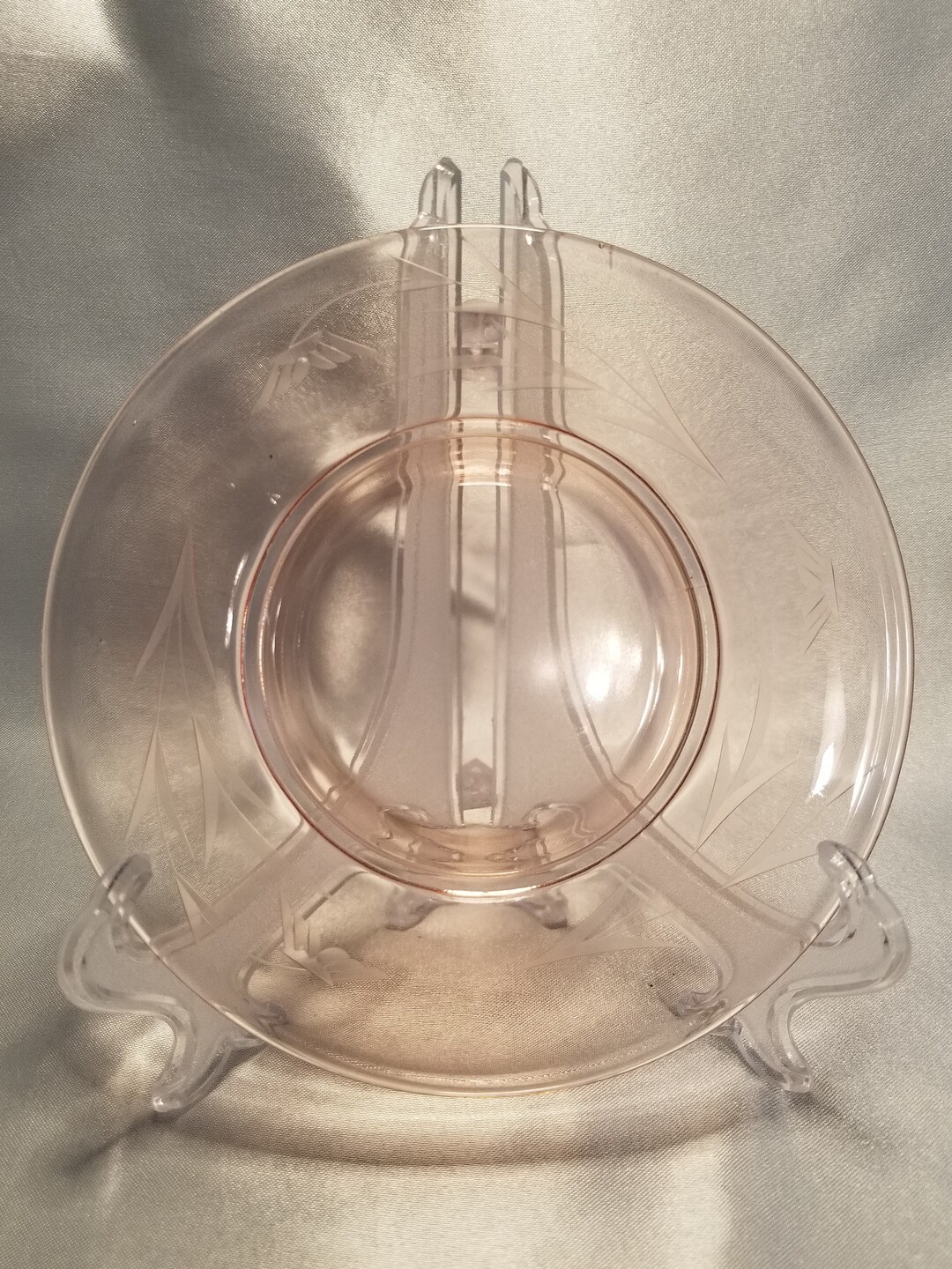 Vintage Depression Era Pink Cut Glass Bread Plate - Etsy