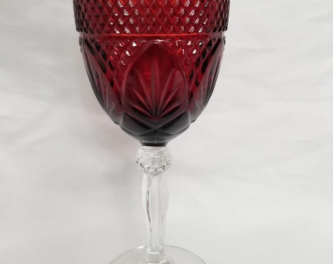 Cristal D'arques Durand Ruby Red Crystal Water Goblet - Etsy