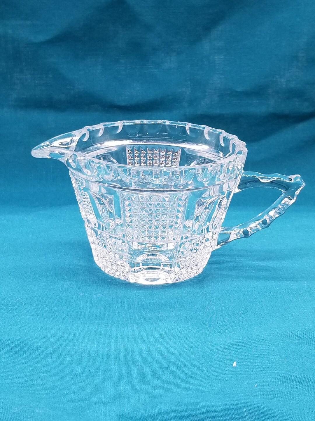 Vintage Crystal Flat Creamer Diamond-point and Thumbprint - Etsy