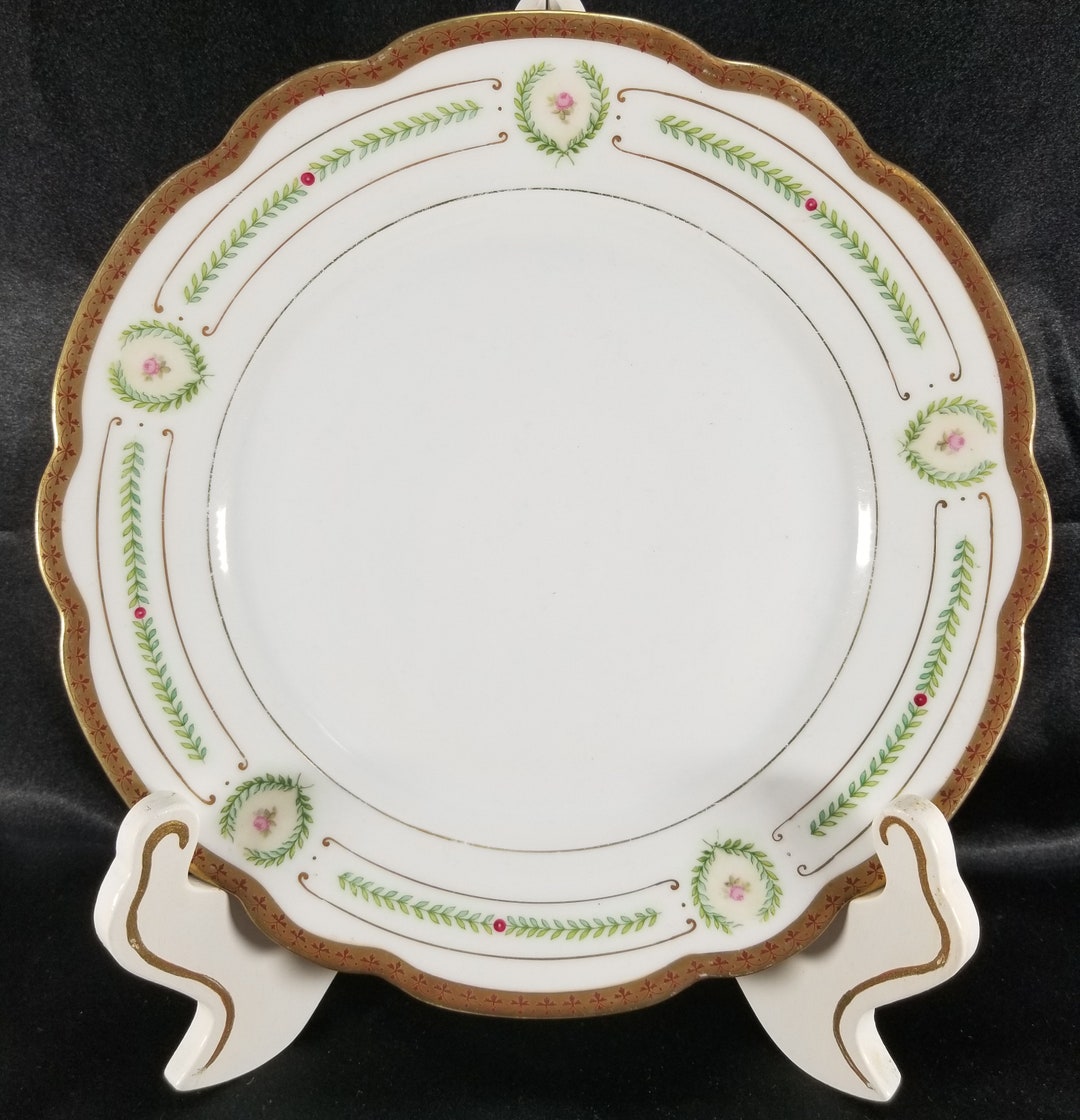 Antique Moritz Zdekauer Pink Rose Porcelain Dinner Plate - Etsy