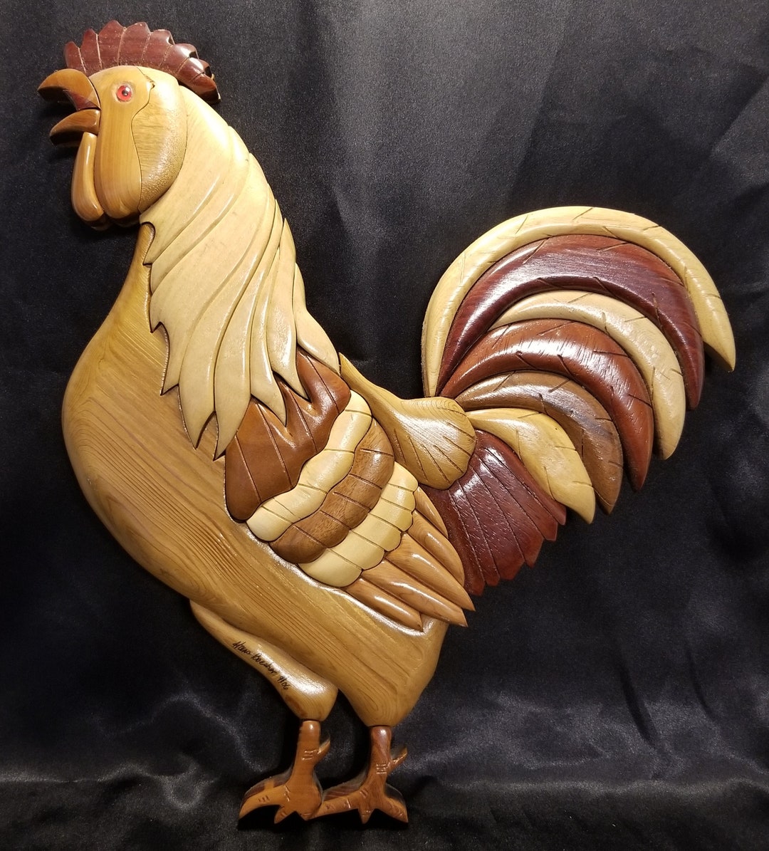 Intarsia Wooden Mosaic Rooster Wall Hanging by Hans Boecher - Etsy