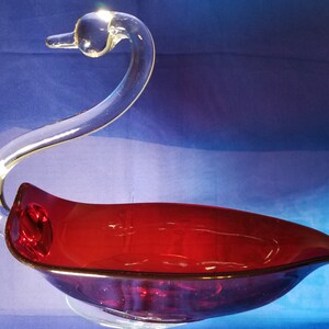Vintage Duncan Miller Glass Ruby Red Open Swan - Etsy