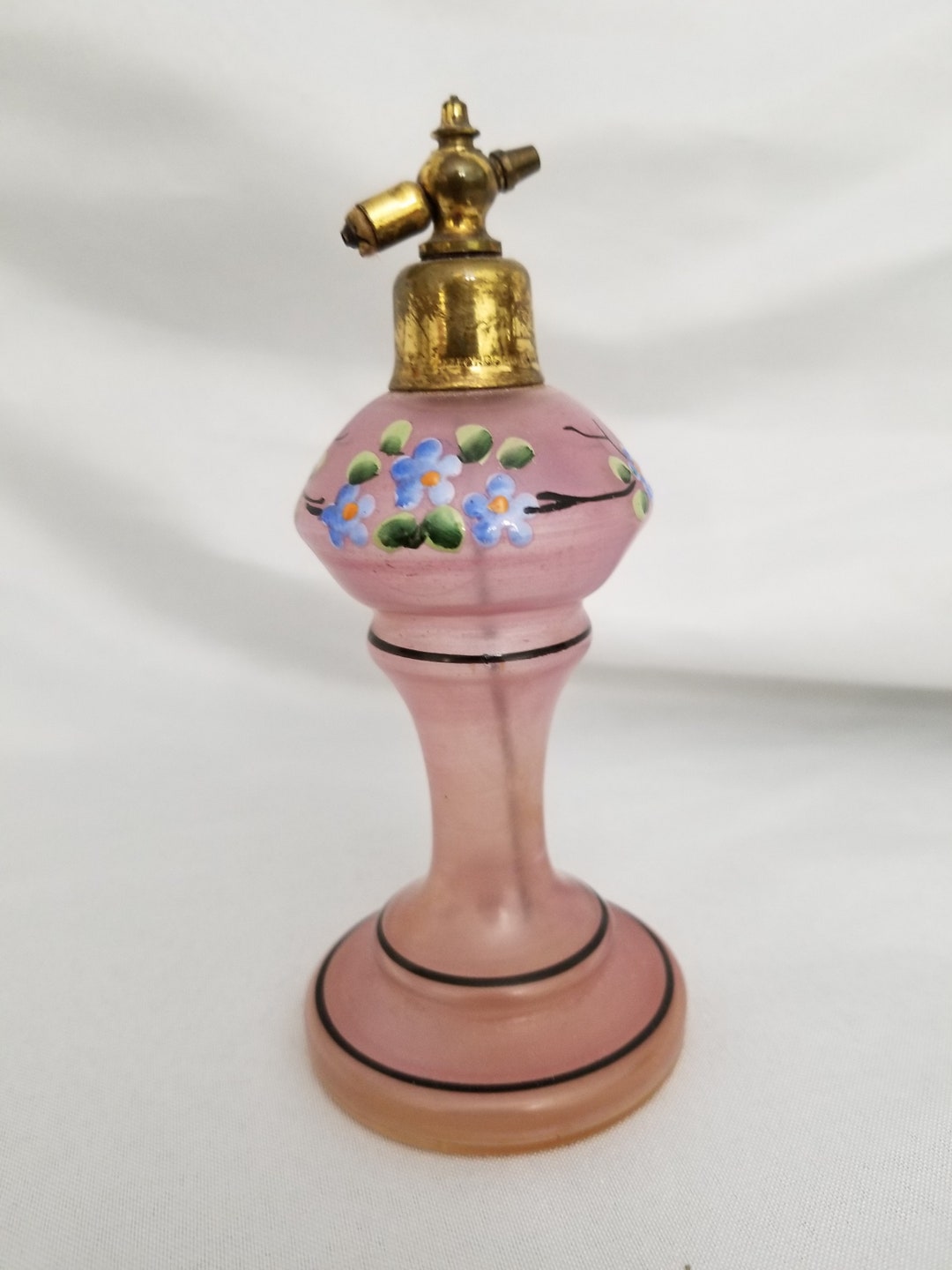 Vintage Czechoslovakia Hand-painted Pink Glass Perfume Atomizer - Etsy