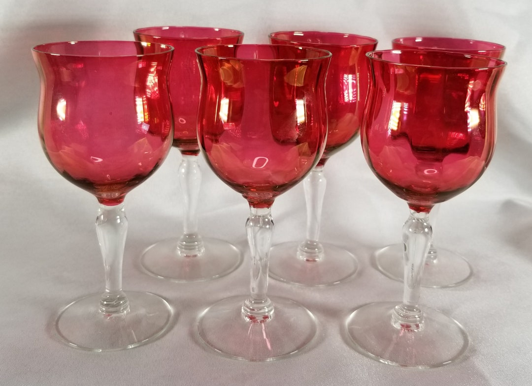 Vintage West Virginia Glass Rose Luster Wine Glasses - Etsy