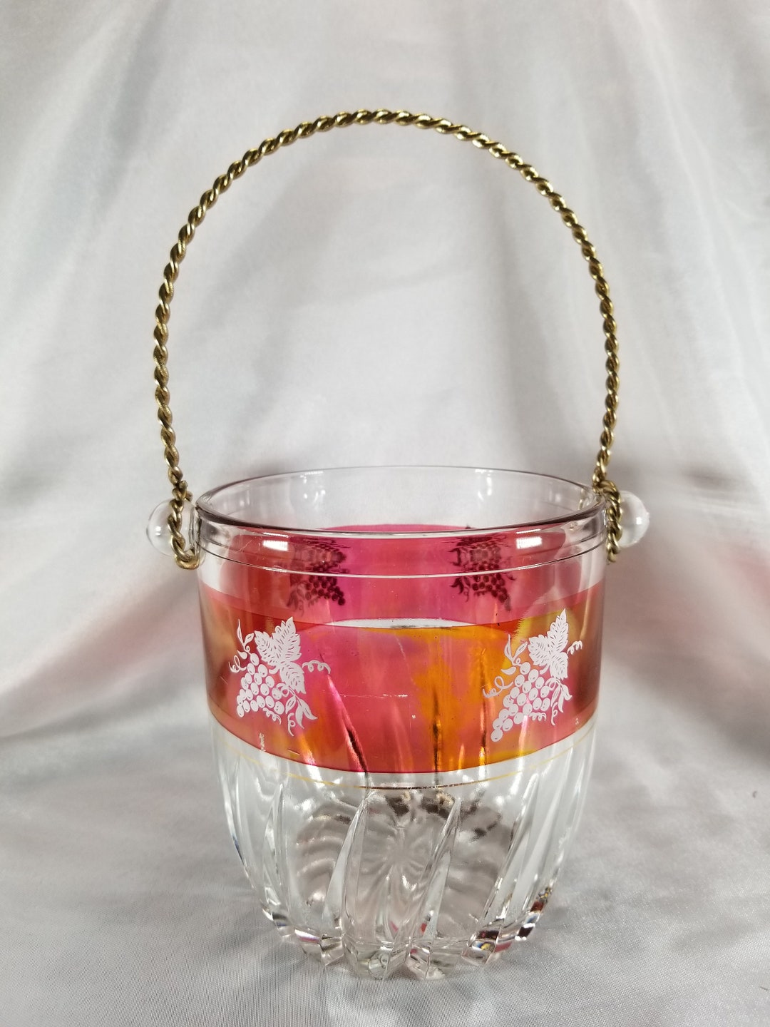 Vintage Arte Murano Linea Mary Crystal Cranberry Flash Grapes Ice Bucket - Etsy