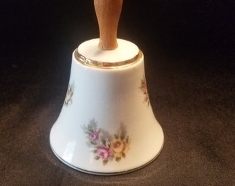 Enesco Imports Japan Porcelain Bell. Small, Delicate, White With Pink ...