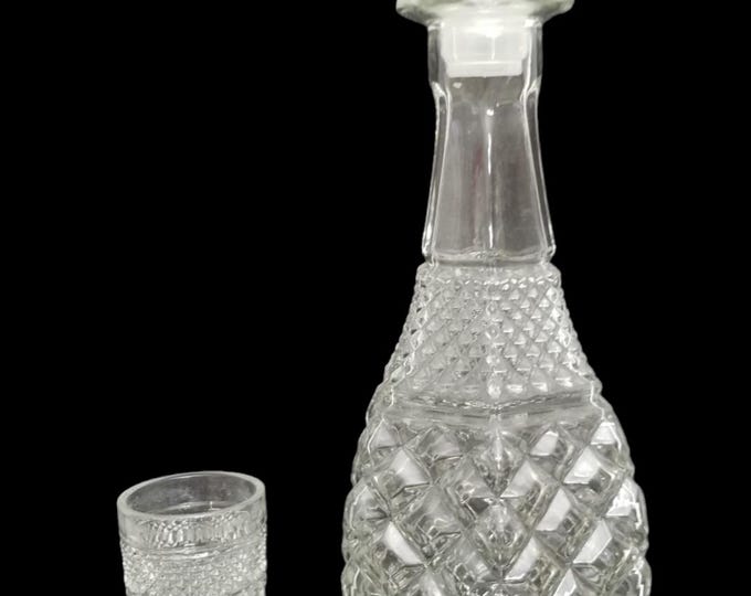 Vintage Anchor Hocking Wexford Glass Decanter & Wine Glass - Etsy