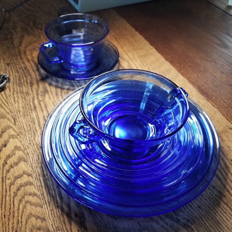 Vintage Hazel Atlas Moderntone Cobalt Depression Glass Dinnerware - Etsy