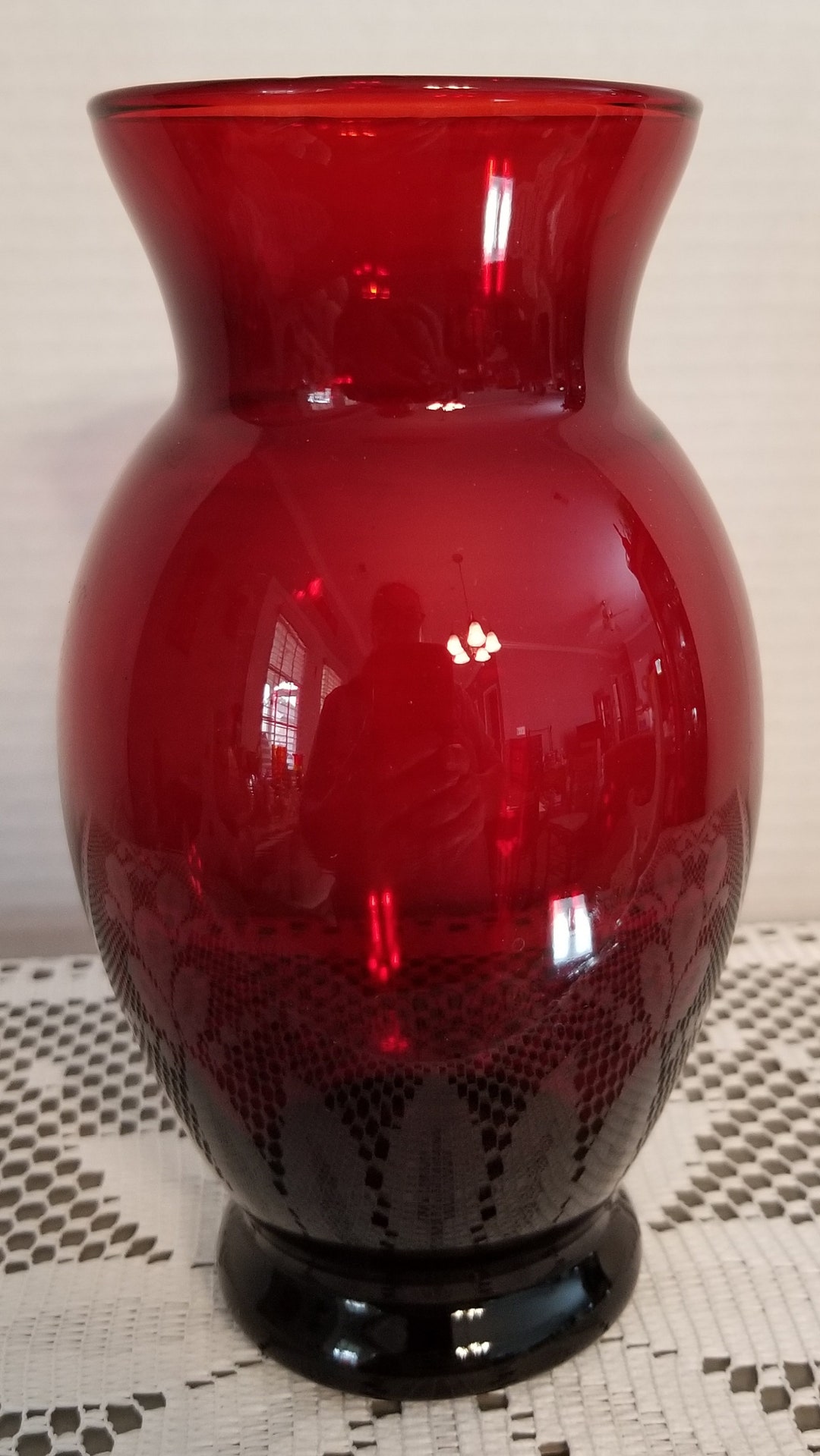 Vintage Anchor Hocking Royal Ruby Red Flared Top Vase - Etsy