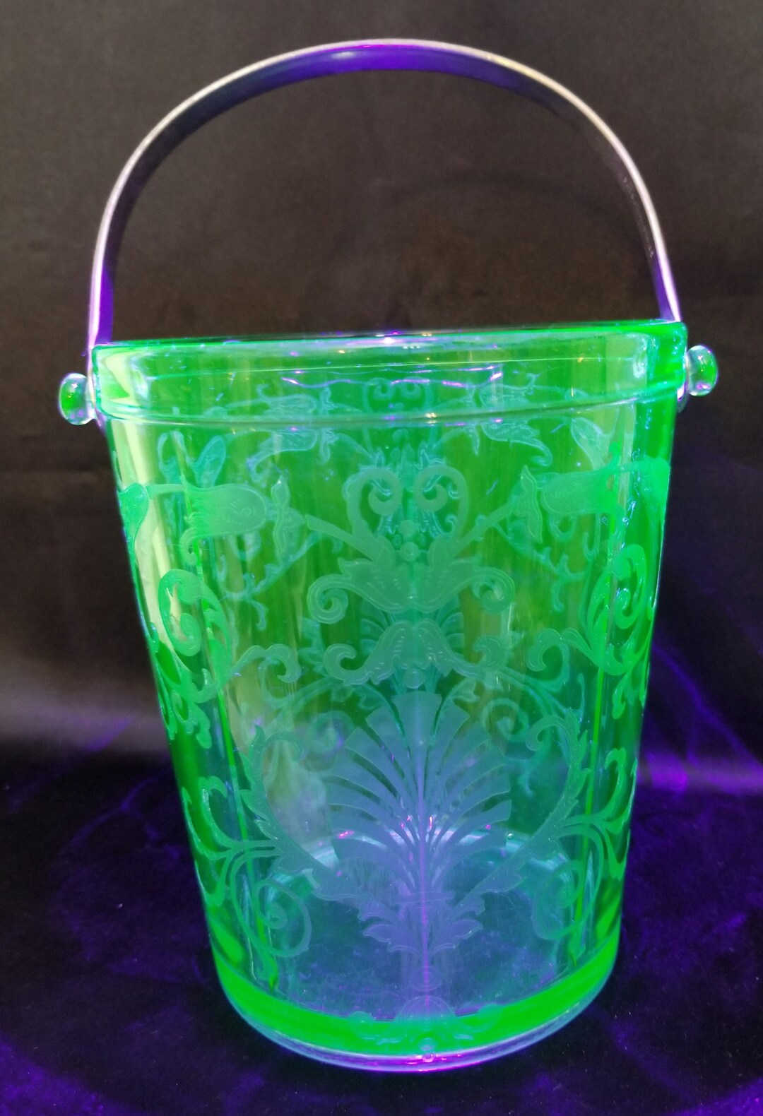Vintage Depression Glass Fostoria Versailles Green Optic Ice Bucket - Etsy