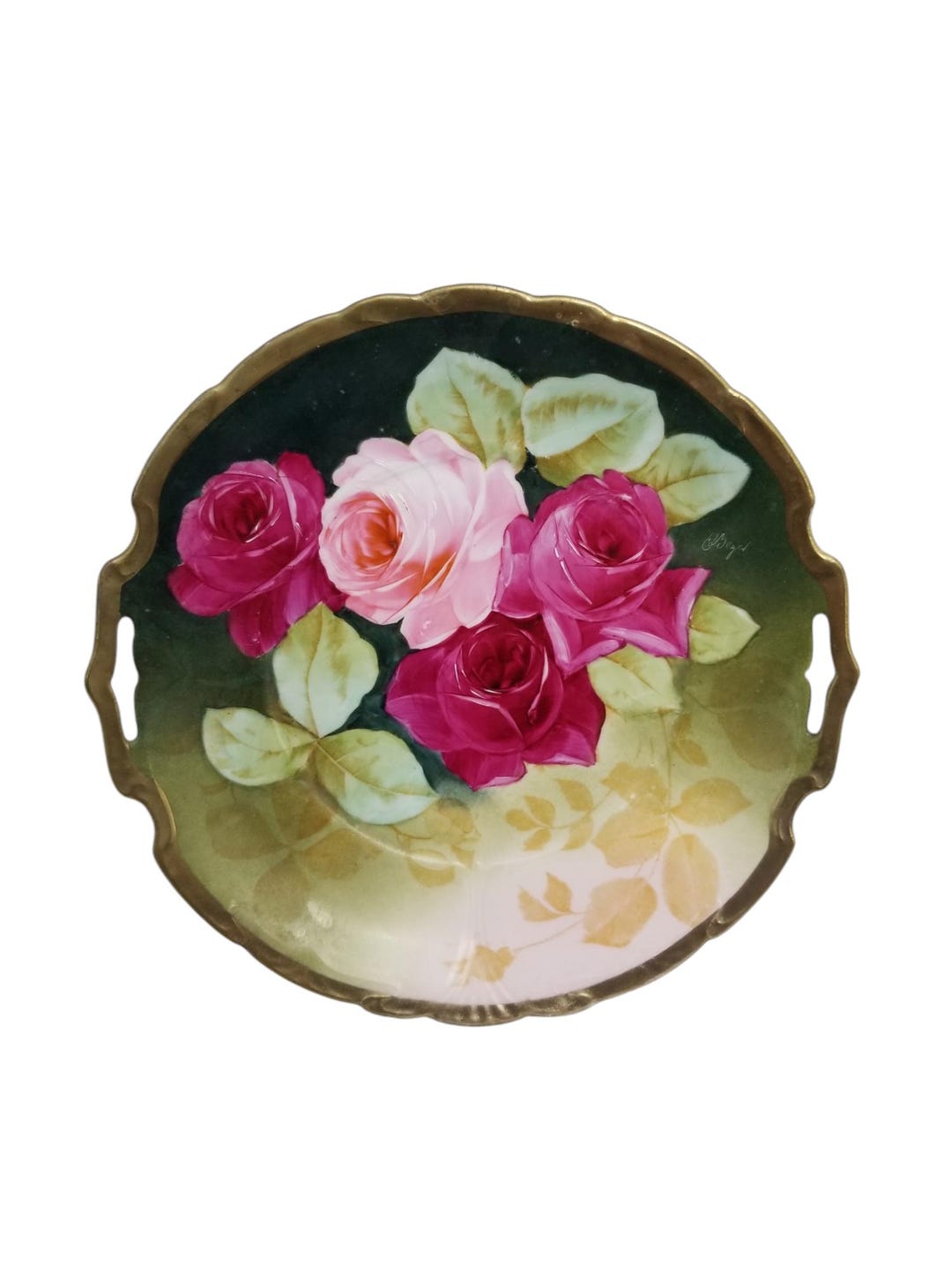 Antique Newport Belle, Prussia Hand-painted Rose Porcelain Plate - Etsy
