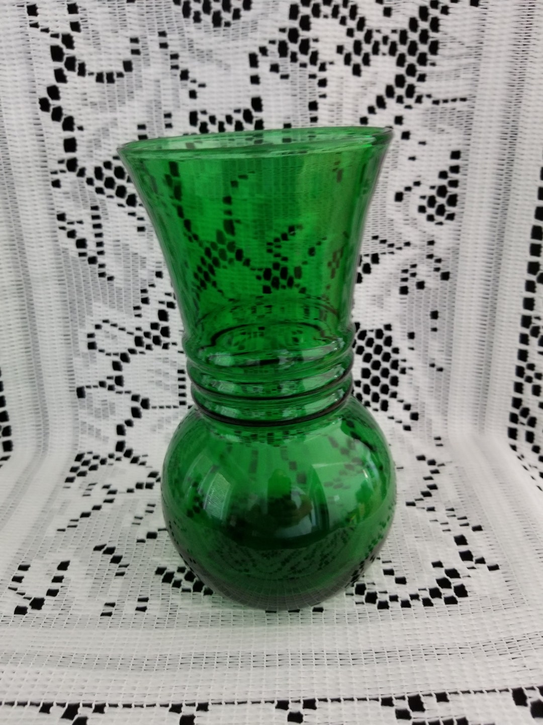 Vintage Forest Green Glass Vase - Etsy