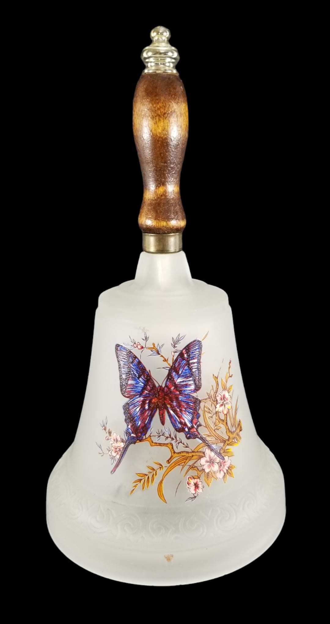 Vintage Frosted Glass Bell With Butterfly - Etsy