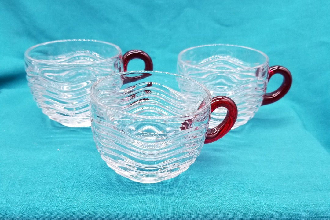 Vintage Duncan Miller Caribbean Pattern Red Handled Punch Cups - Etsy