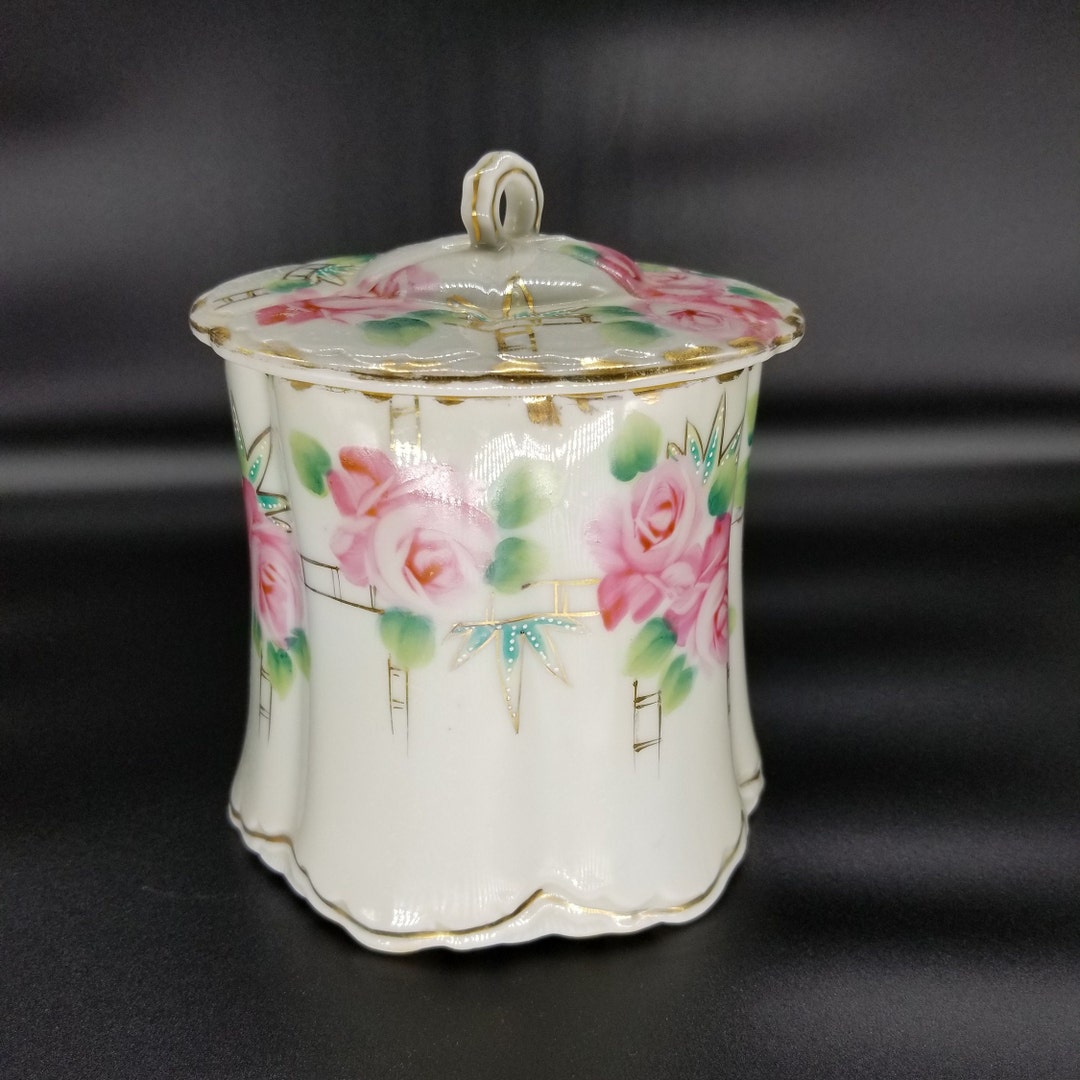 Vintage Porcelain Hand-painted Biscuit Jar - Etsy