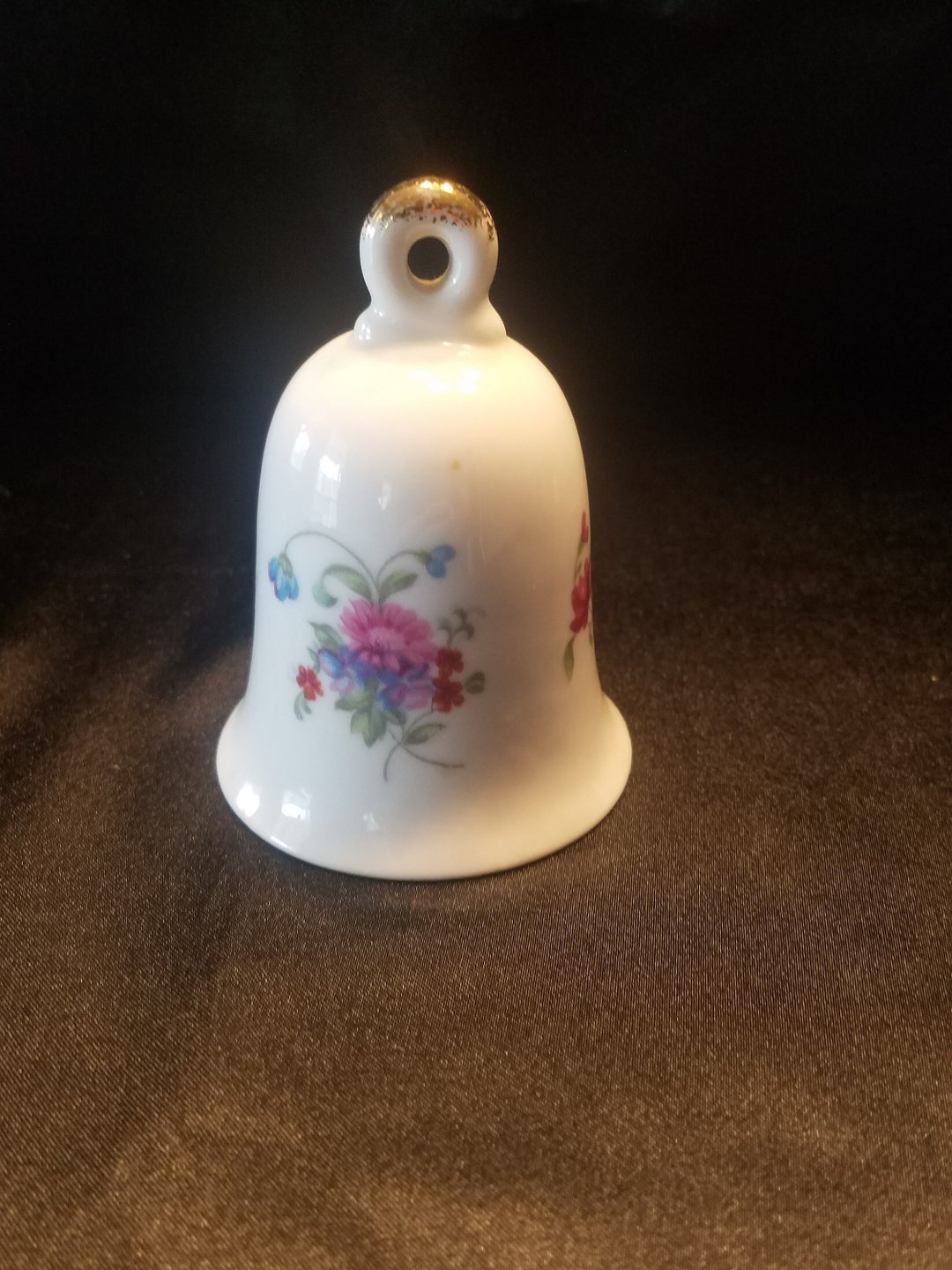 Vintage Floral Porcelain Bell With Loop Handle - Etsy