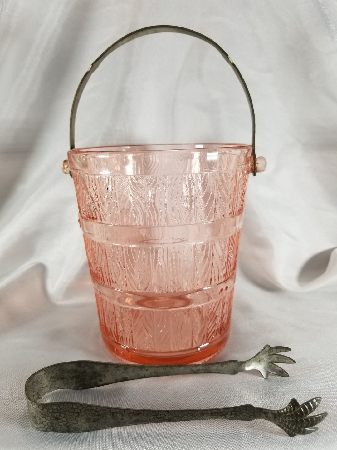 Vintage Cambridge Pink Depression Glass Keg Ice Bucket - Etsy