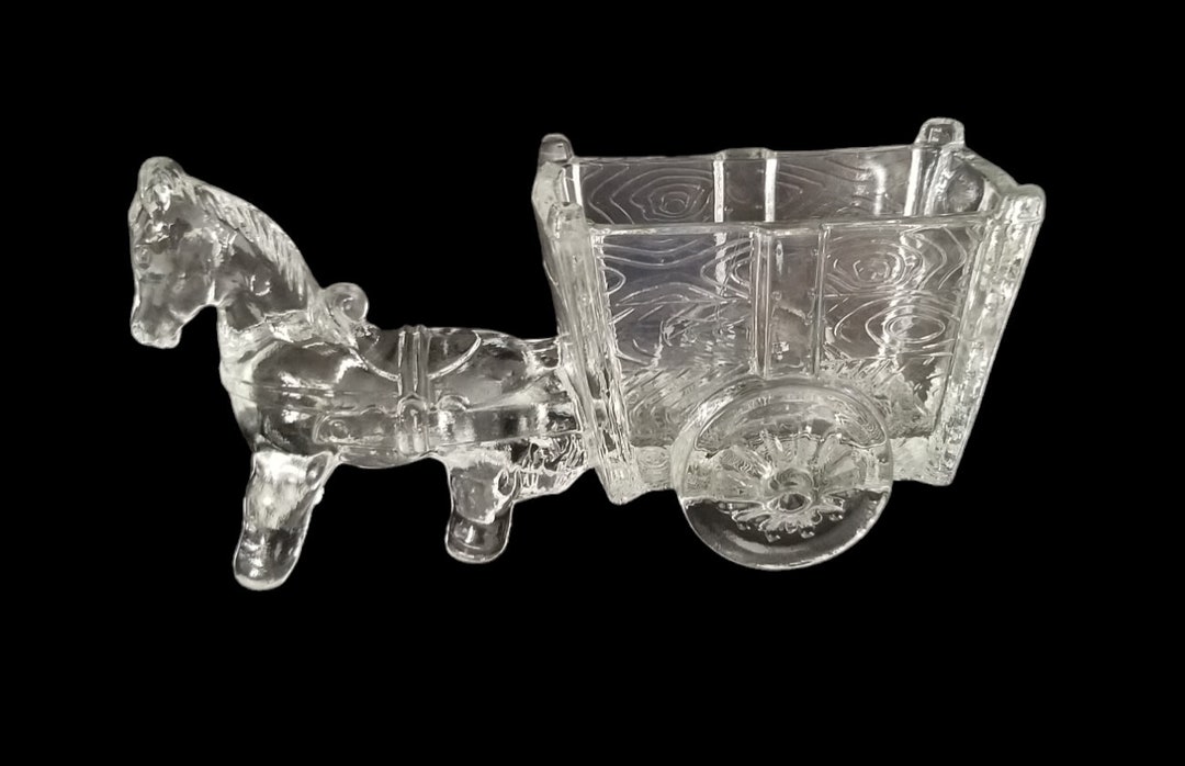 Vintage Glass Donkey With Cart Planter - Etsy