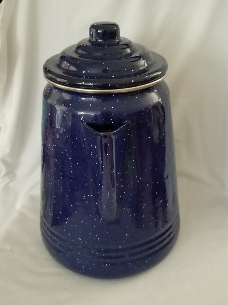 Vintage Cobalt Blue Graniteware Coffee Pot - Etsy