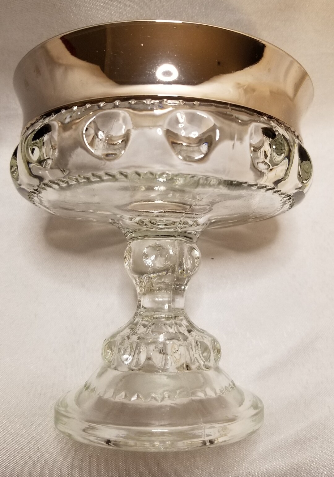 Vintage Colony Glass Silver Crown Platinum Compote - Etsy