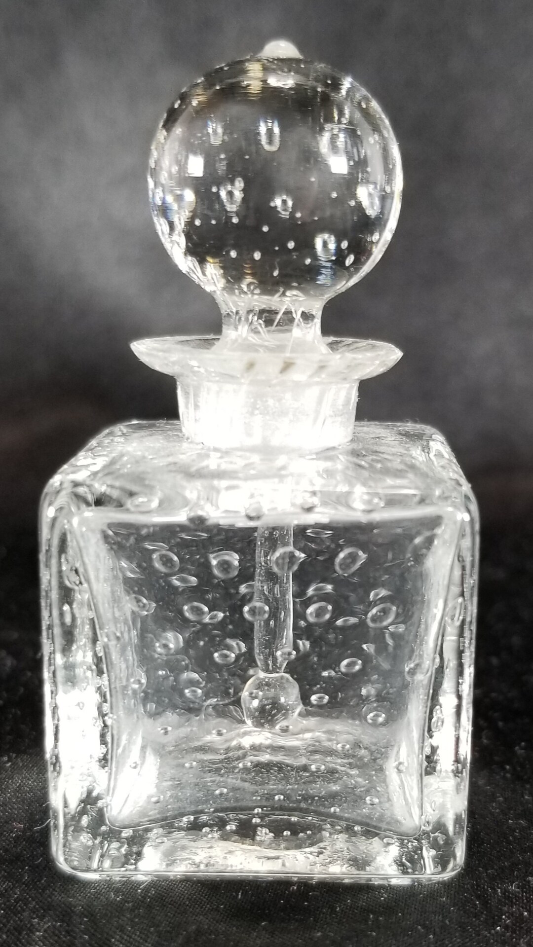 Vintage Controlled Bubbles Miniature Glass Cube Perfume Bottle With ...