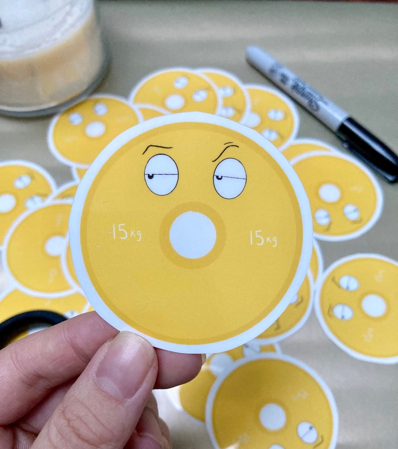 STICKER PACK INSIDE Cute Weightlifting Weight Plate - Etsy