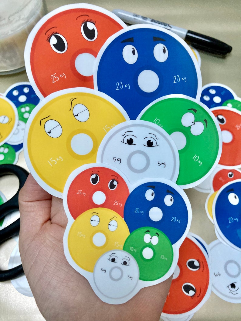 STICKER PACK INSIDE Cute Weightlifting Weight Plate Stickers, Lifting ...