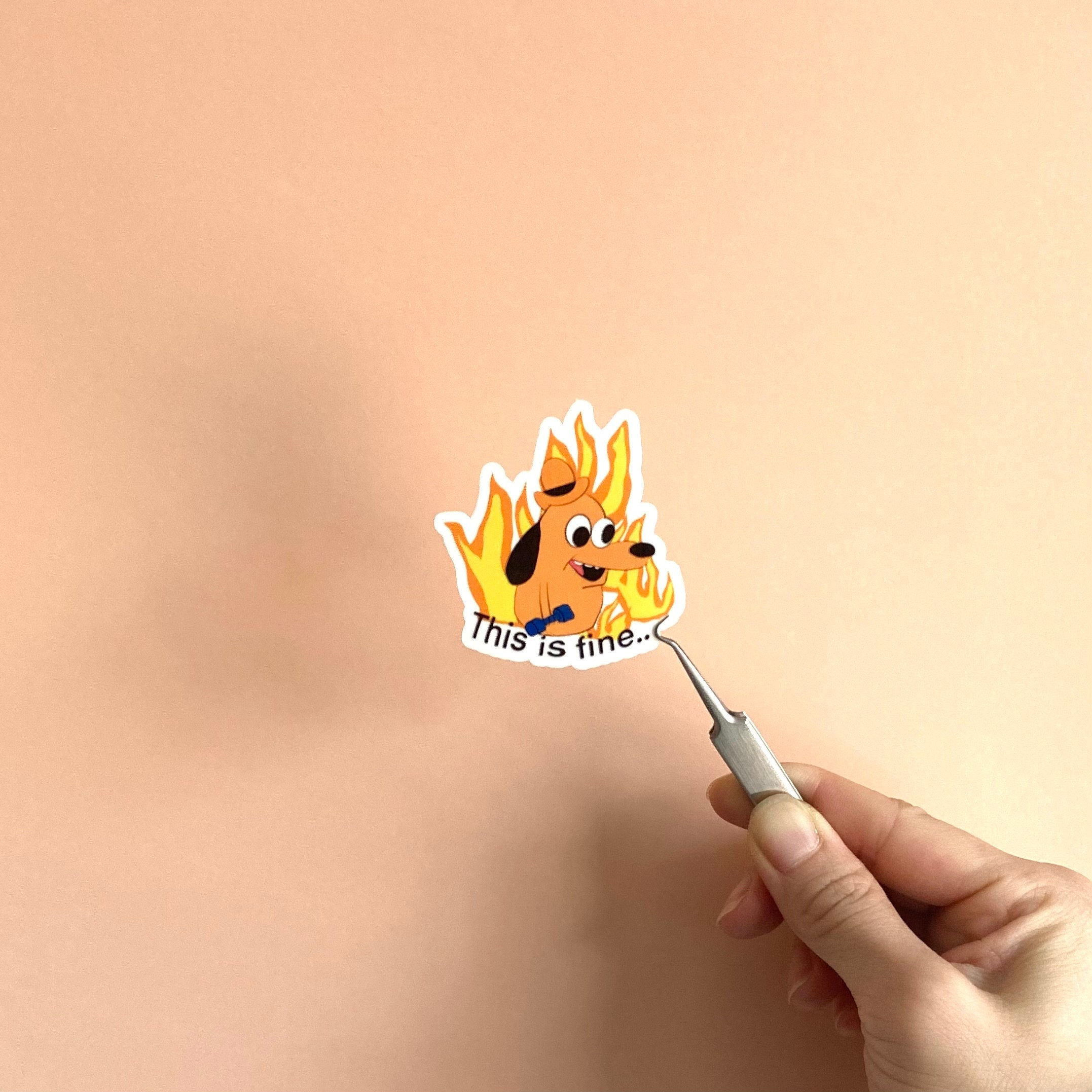 This is Fine Meme Sticker Gym Edition, Funny Sticker, Fire Dog, Cute ...