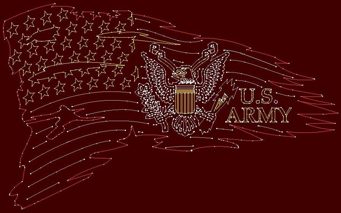US Army Tattered Flag .dxf File Instant Digital Download Cnc Plasma ...