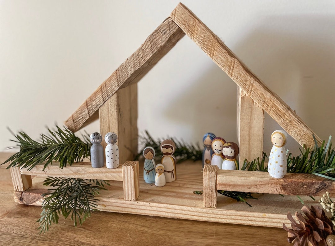 Handmade Wooden Nativity Stable - Etsy
