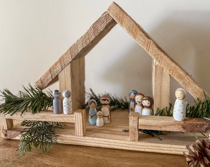 Handmade Wooden Nativity Stable - Etsy