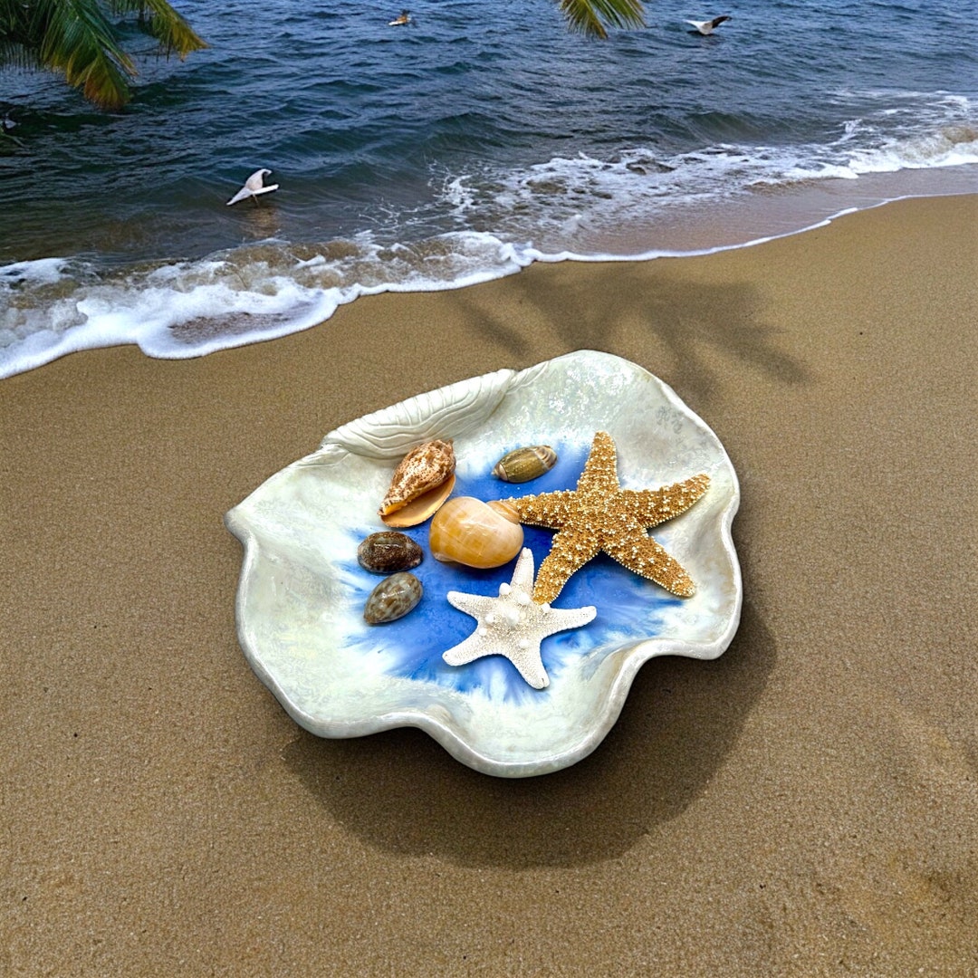 Seashell Serving Bowl, Handmade Clamshell Dish, Ocean Inspired ...
