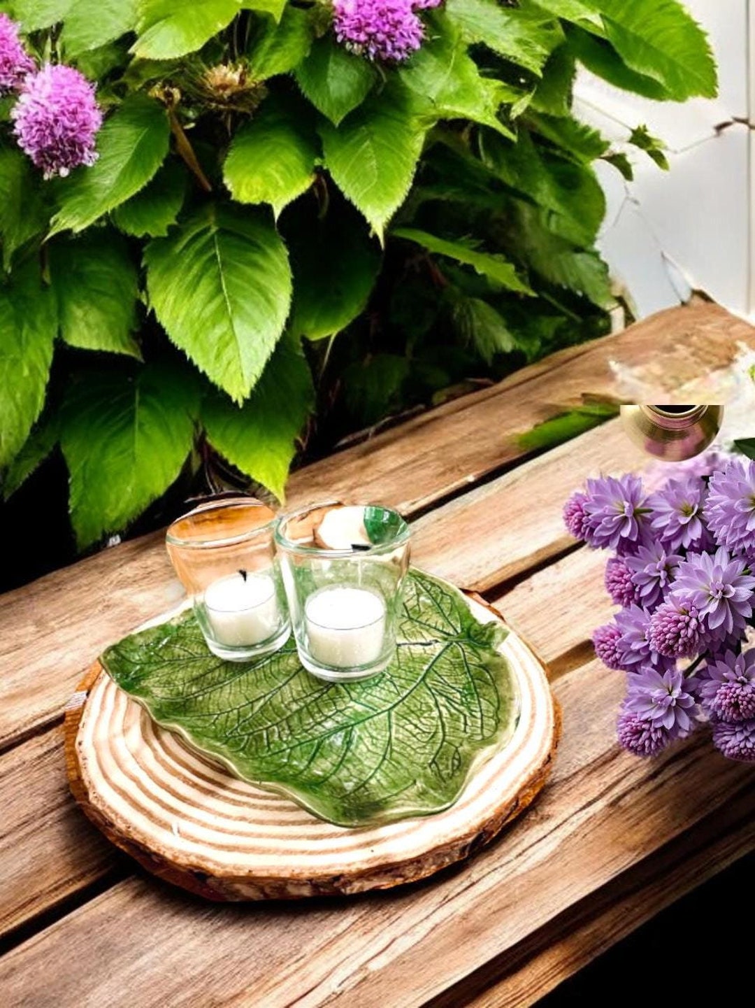 Candle Holder Leaf Tray, Shabbat Nature Set, Candle Lover's Gift ...