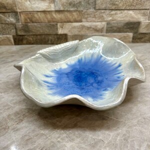 Seashell Serving Bowl, Handmade Clamshell Dish, Ocean Inspired Stoneware Casserole, Scallop ...