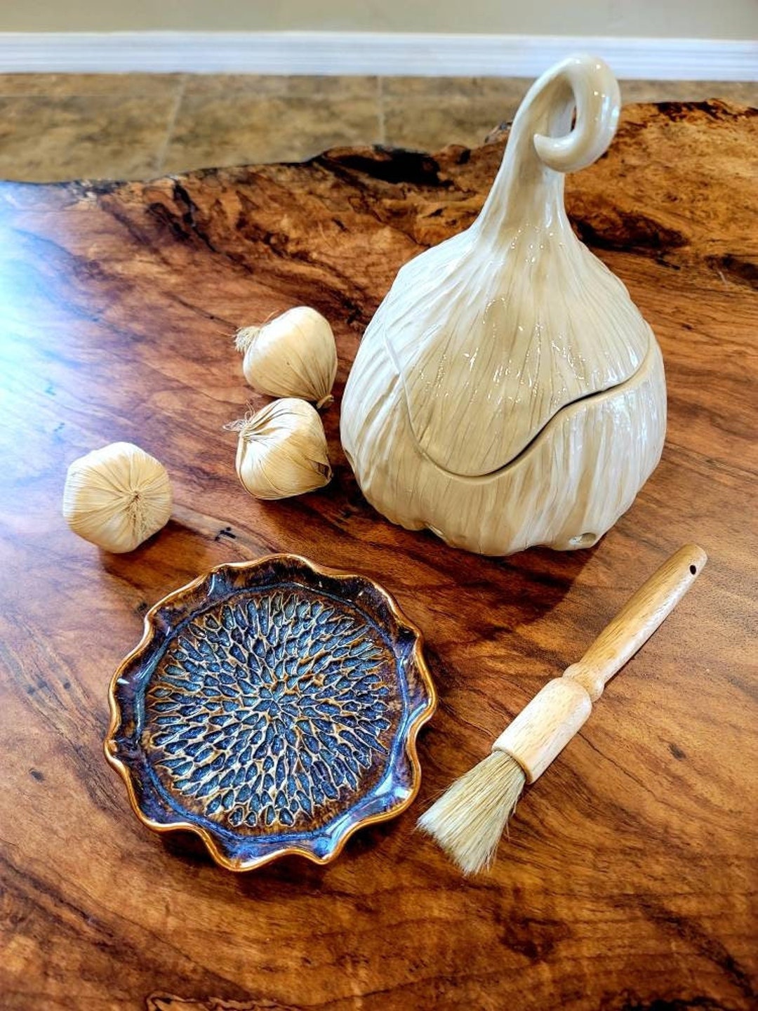 Unique Garlic Grater Plate & Brush, Grater Dish, Ginger Grater, Olive ...