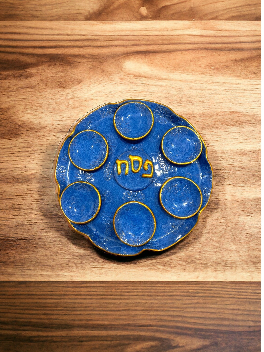 Blue and Gold Seder Plate, Ceramic Passover Plate, Passover Gift ...