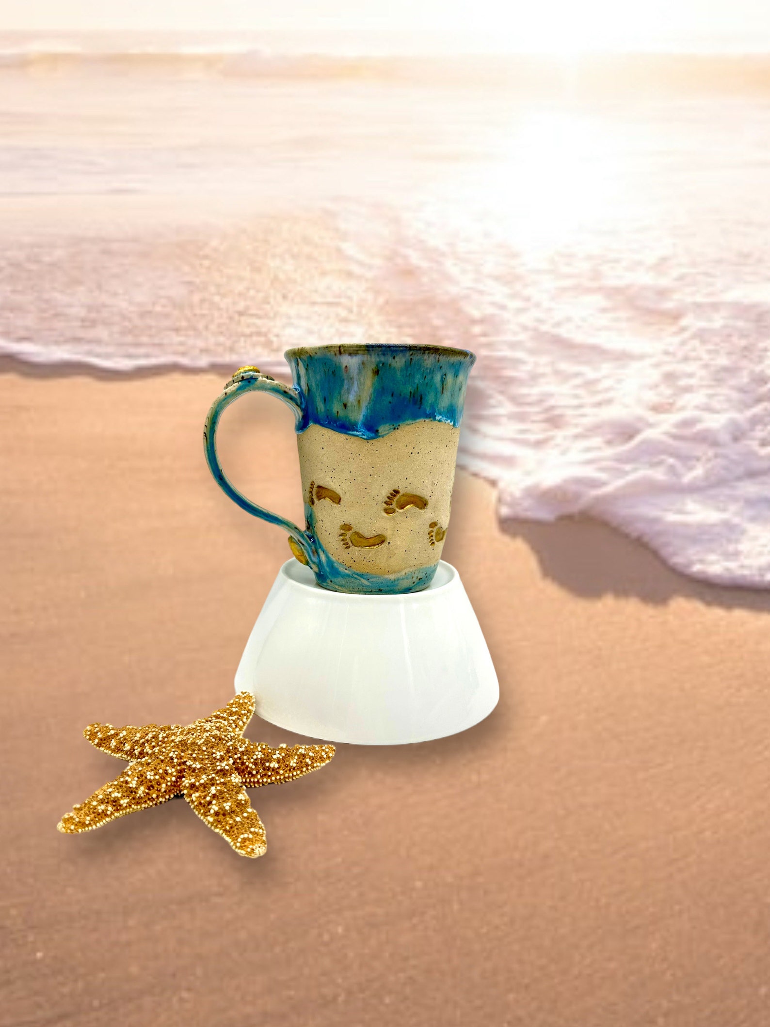 Handcrafted Ceramic Footprints in the Sand Mug: Siesta Key Beach Decor ...