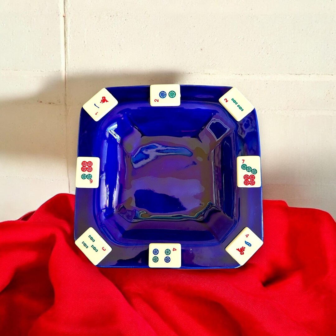 Mahjong Bowl, Blue Mahjong Pottery, Mahjong Gift, Mahjong Plate ...