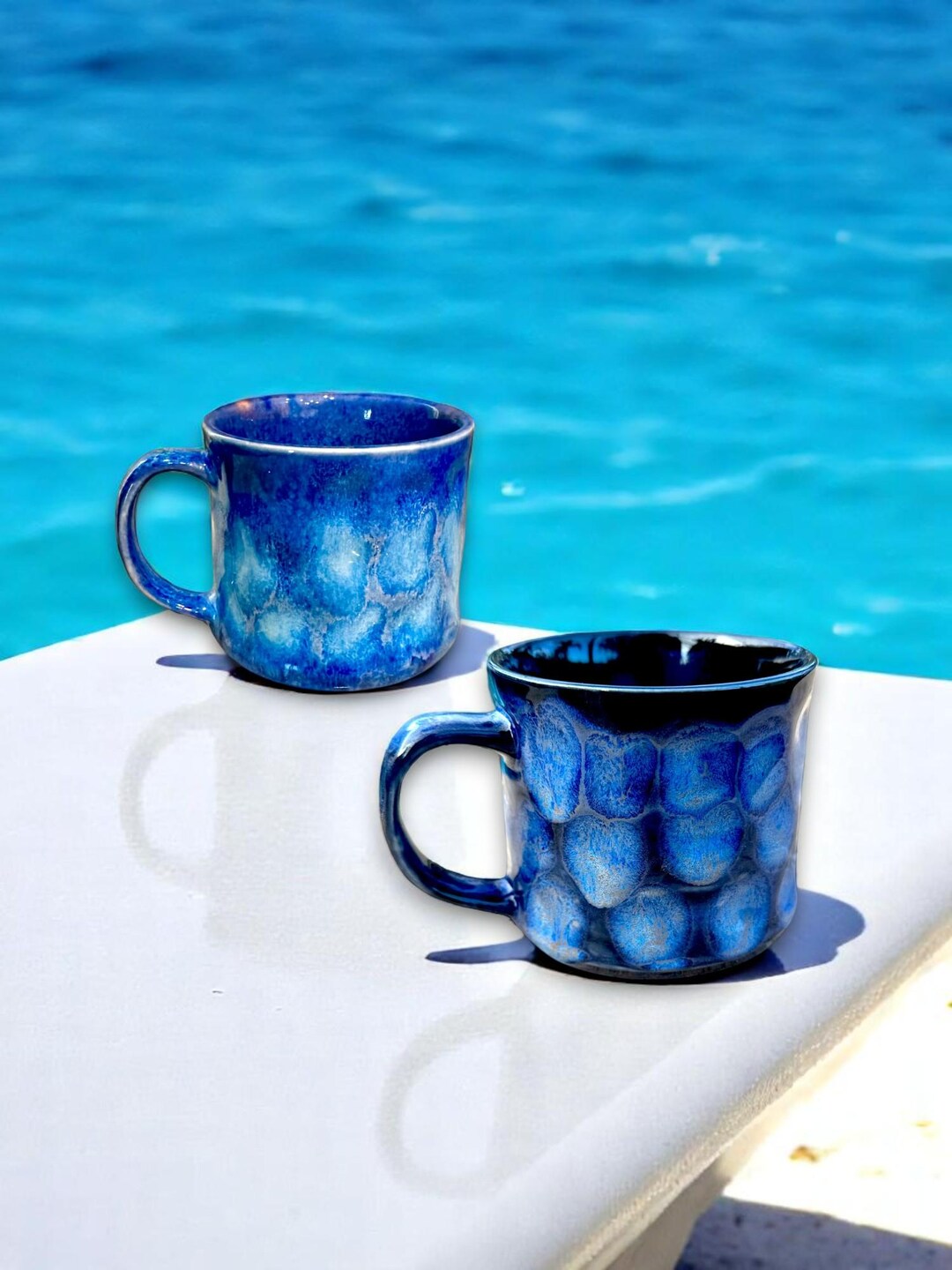 Large Ceramic Coffee Mug: Ocean Blue Pottery Soup Mug - Etsy
