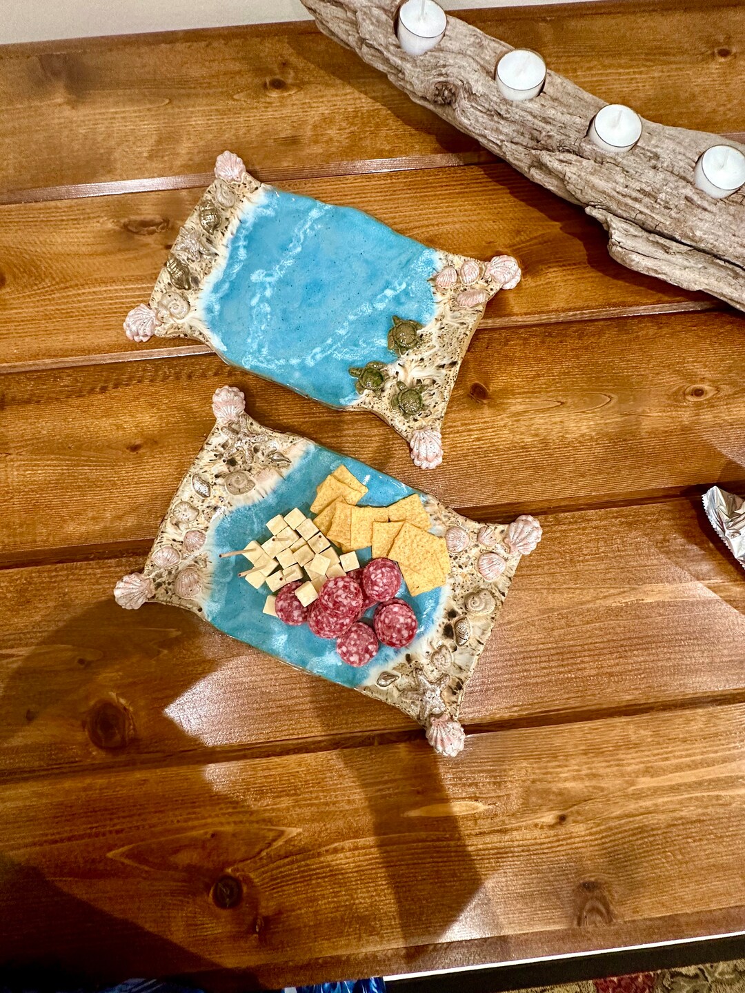 Sand & Sea Ceramic Serving Tray, Ocean Pottery Tray for Candles ...