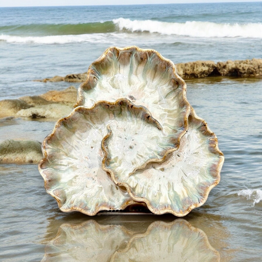 Seashell Inspired Serving Tray, Nautical Dish, Beach Themed Olive Tray ...
