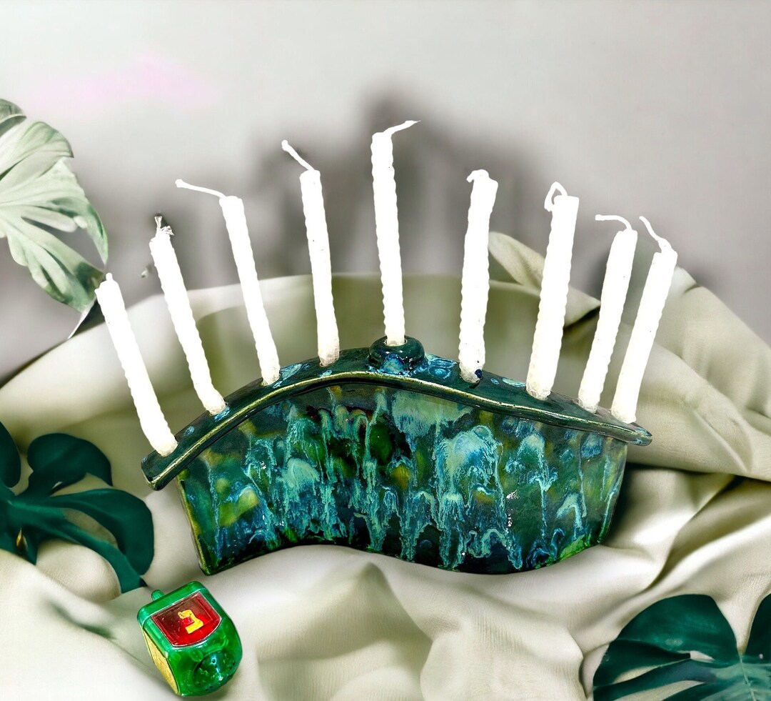 Handmade Green Menorah Hanukkah Gift Chanukah Candelabra - Etsy