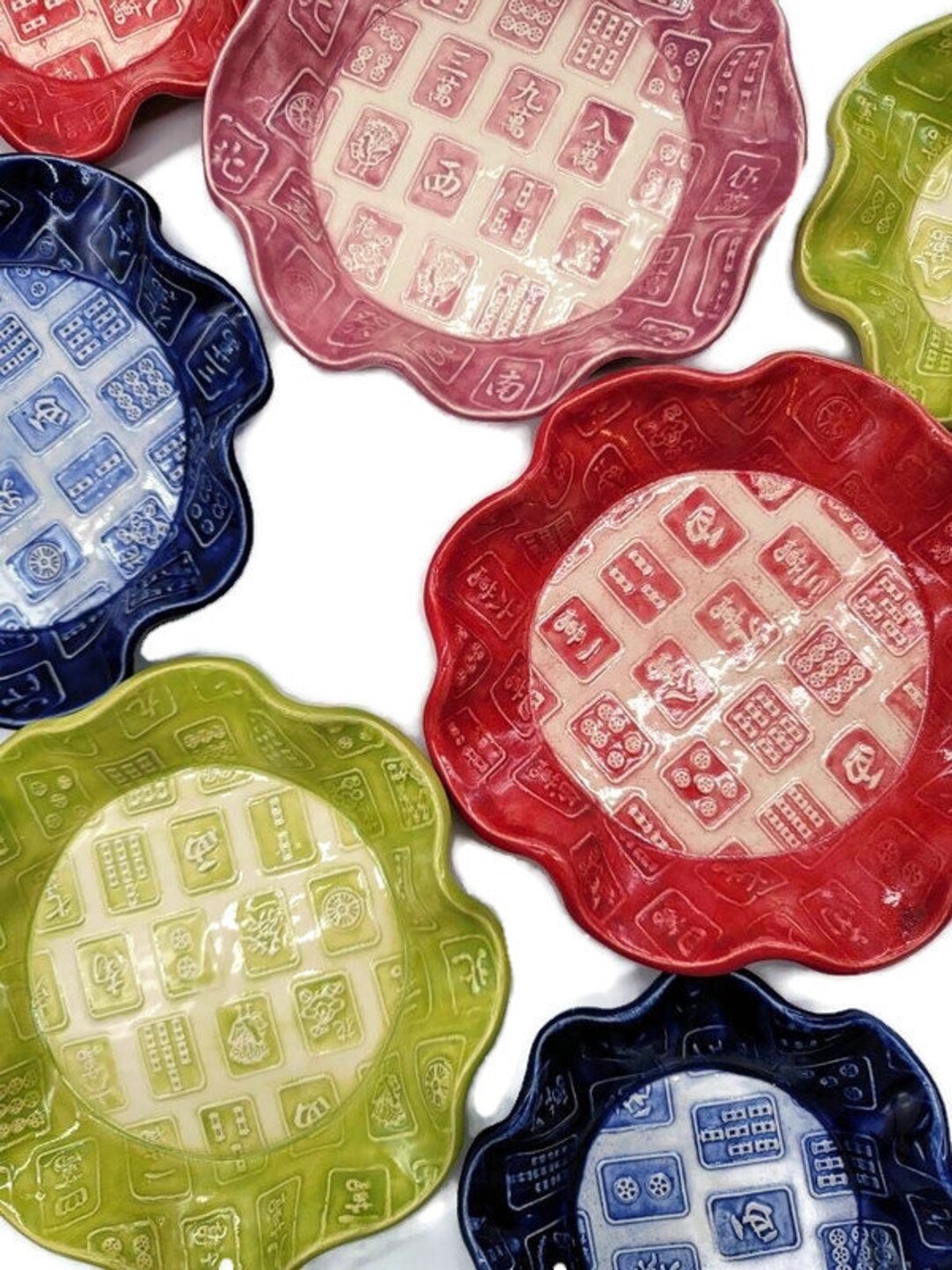 Mahjong Flower Dish/bowl (med Size), Mahjong Pottery, Mahjong Gift ...