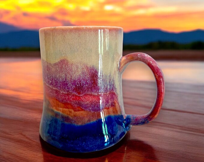 Large Pink and Purple Mug, Sunset Ceramic Mug, Artisan Coffee Mug - Etsy