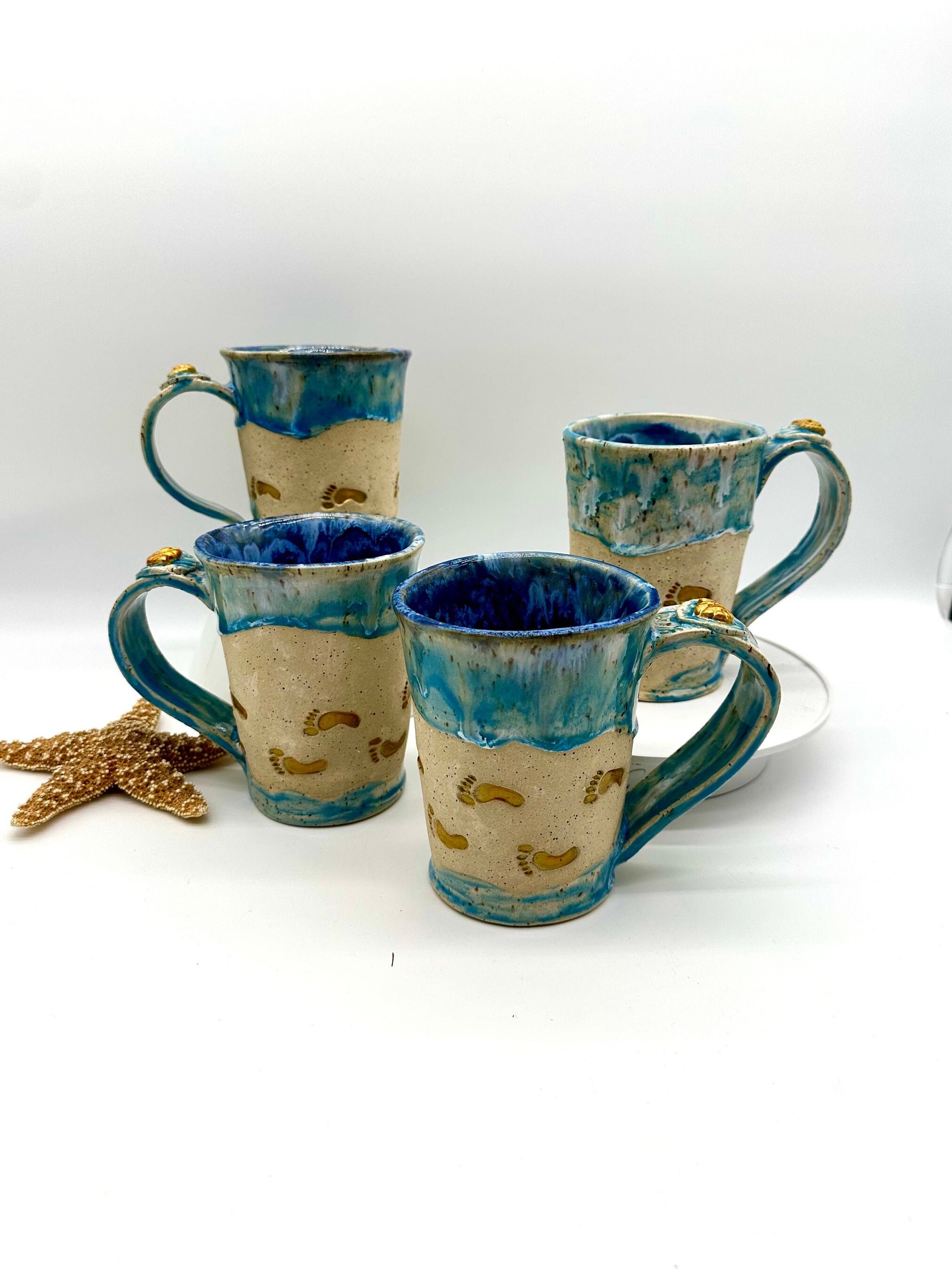 Handcrafted Ceramic Footprints in the Sand Mug: Siesta Key Beach Decor ...